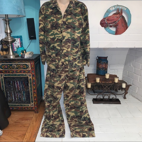 Intimates & Sleepwear | Vintage Camouflage Camo Flannel Pajamas | Poshmark